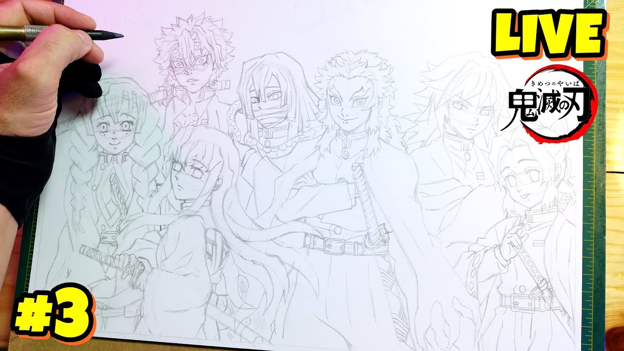 🔴 LIVE - DESENHANDO OS 9 HASHIRAS - KIMETSU NO YAIBA #3 - YouTube