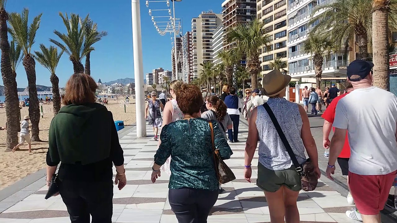 Benidorm Levante beach. 15 February 2018. From Tiki Beach bar to Old ...