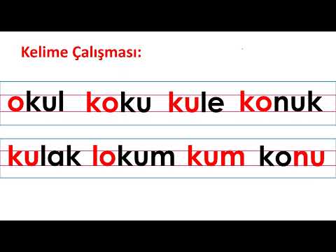 U Harfi Hece, Kelime, Cümle Çalışması / U Sesi öğretimi