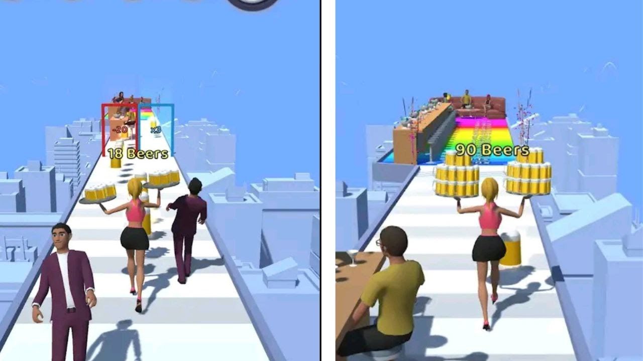 Waitress Run 3D🍺😎🍻Gameplay Walkthrough iOS, Android Game #mobile# ...
