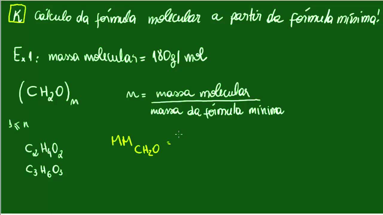 Cálculo da Fórmula Molecular a partir da Fórmula Mínima - YouTube
