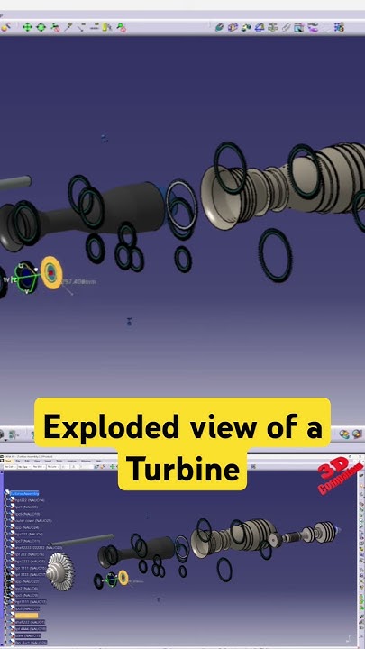 Exploded view of a turbine in CATIA V5 #cad #catiav5 #catia # ...
