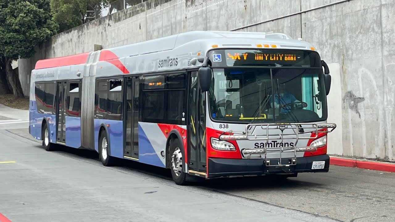 ⁴ᴷ⁶⁰ RARE! SamTrans 2019 New Flyer XD60 #838 on Route SKY - YouTube