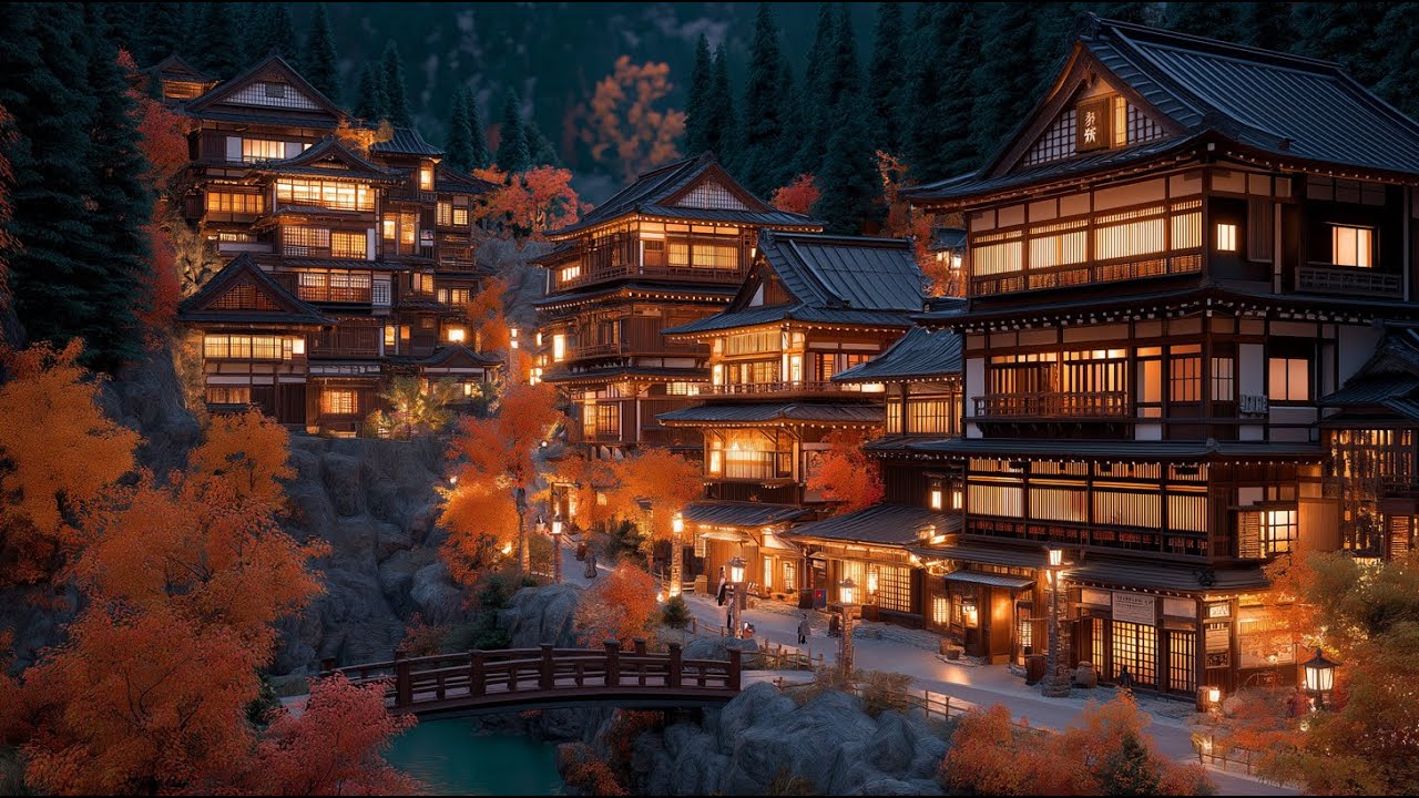 Autumn in a Japanese Hot Spring Town | A Peaceful Virtual Journey - YouTube