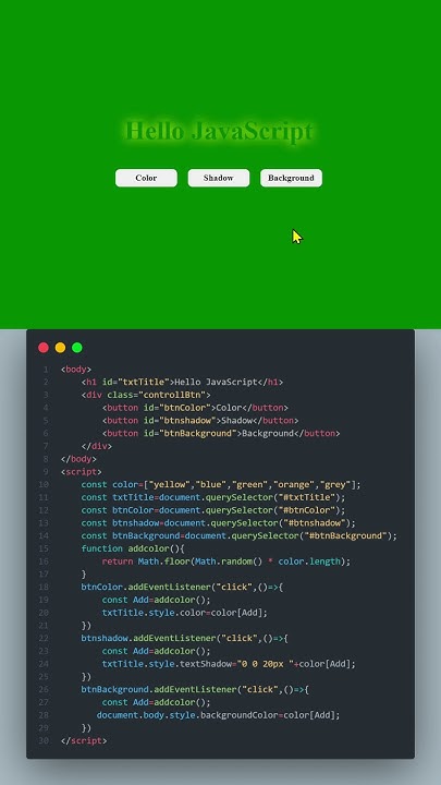 JavaScript Random Color #javascript #webdevelopment #website - YouTube