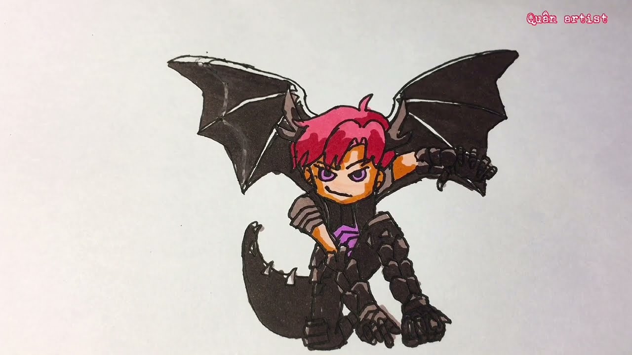 Vẽ Hiha || Vẽ HiHa lời nguyền biến thành rồng || How to draw HiHa ...