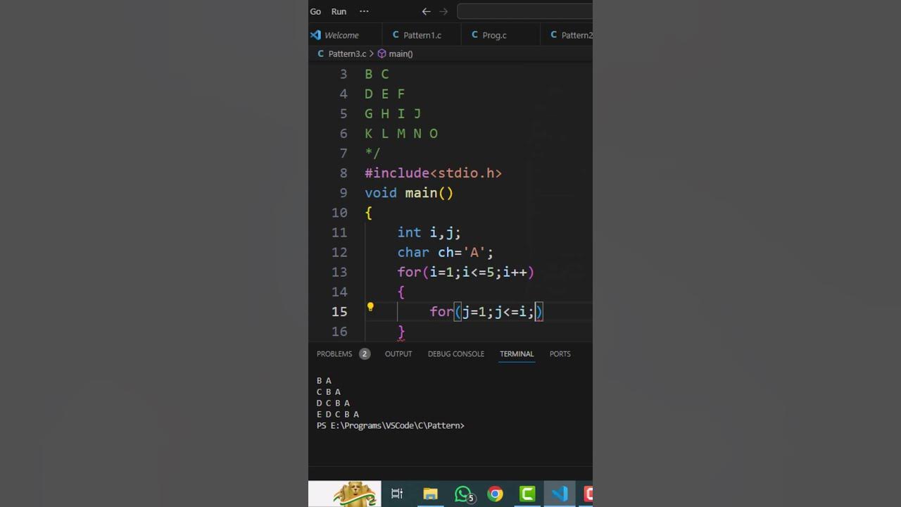 C Lanuage Pattern Base Program Interview Placement C Language Ccode Coding Youtube