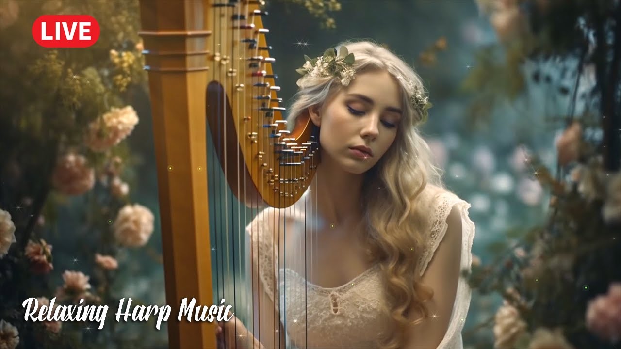 🔴 Heavenly Harp Instrumental 🌿 Calming Music, Healing Music, Meditation ...
