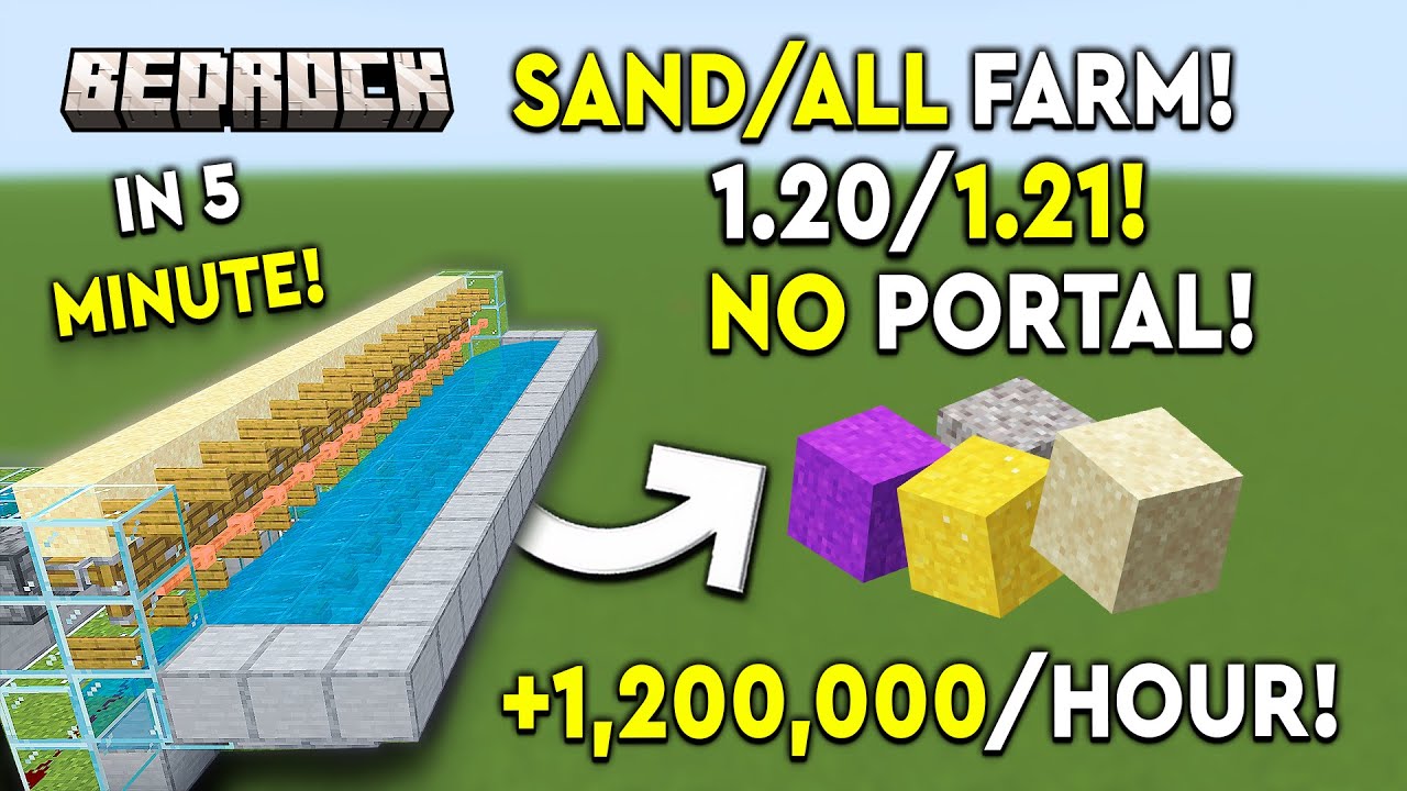 BEST Sand Farm 1.21 Minecraft Bedrock Tutorial - 1,200,000/HR! - MCPE ...