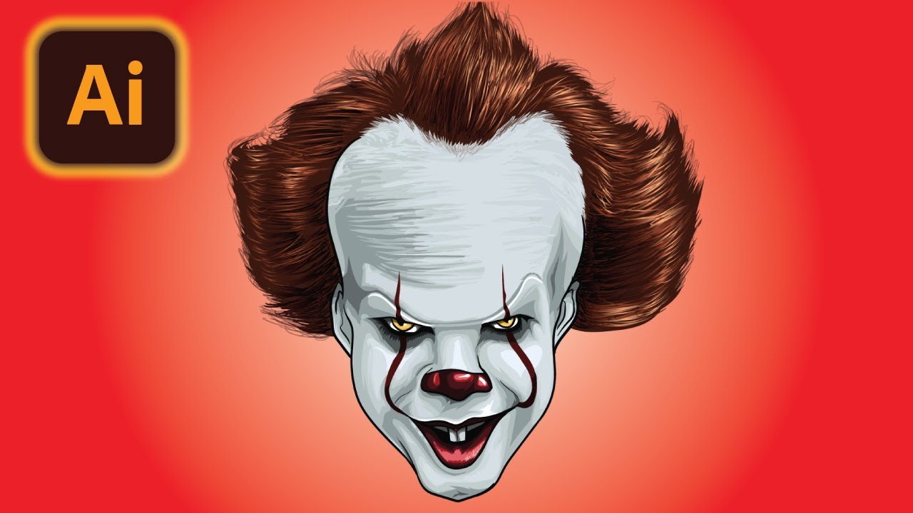 How To Cartoon Pennywise (SKETCH TO VECTOR)| IT CHAPTER 2 | Adobe ...