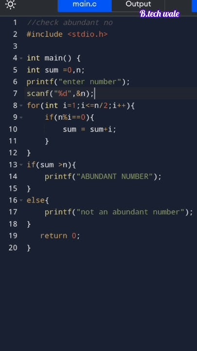 Abundant Number in C l C Language Abundant Number Program #shorts #youtubeshorts #abundant # ...