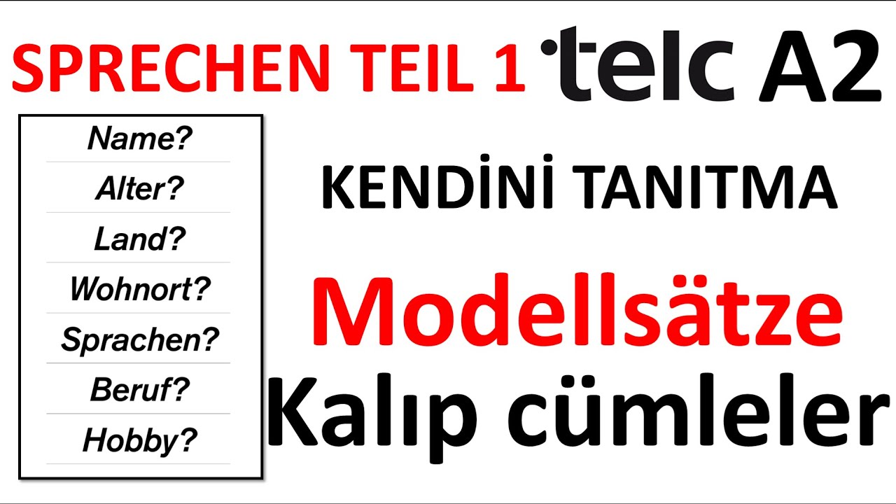 Almanca TELC A2 Sprechen Teil 1 sich vorstellen / kendini tanıtma ...