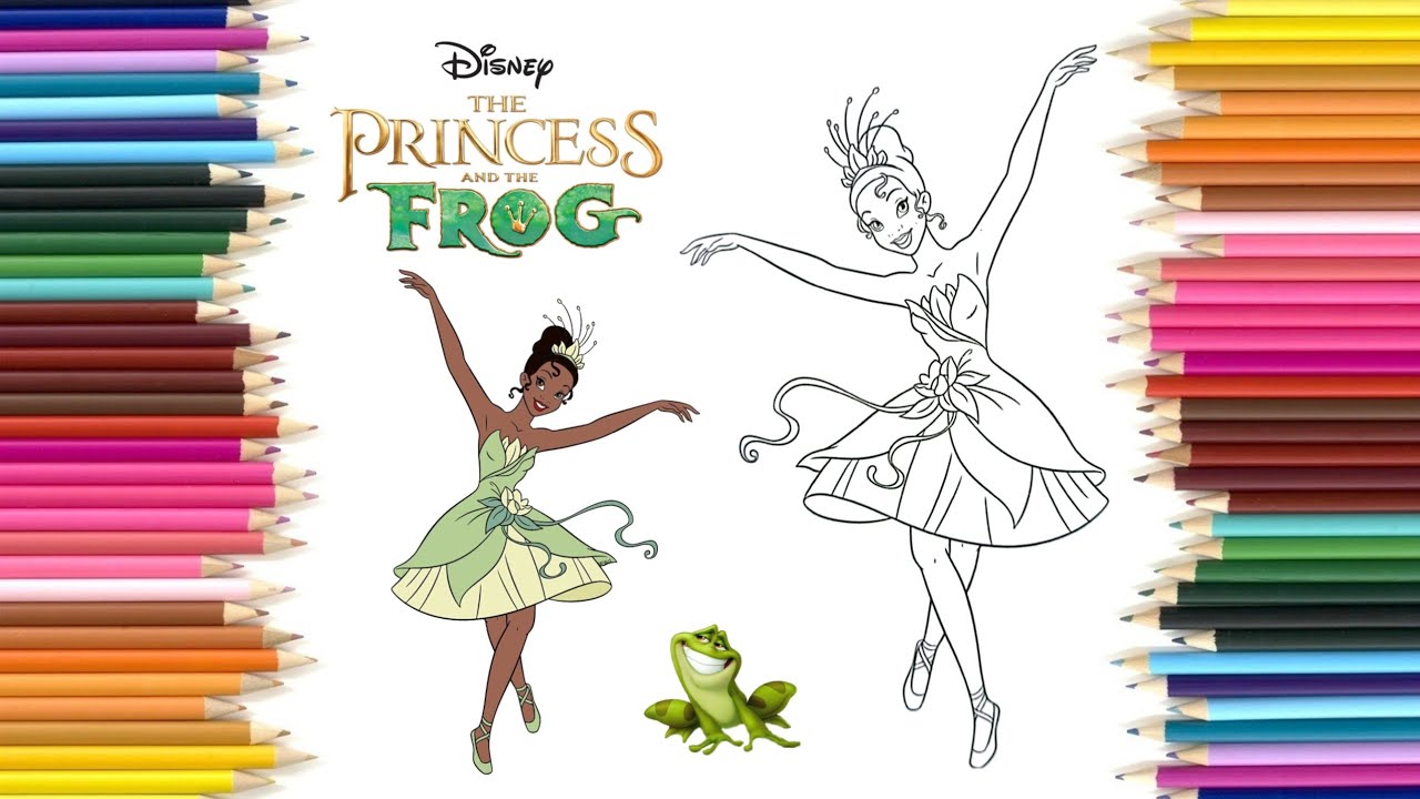 Coloring Princess Tiana dancing | The Princess and The Frog | Disney ...