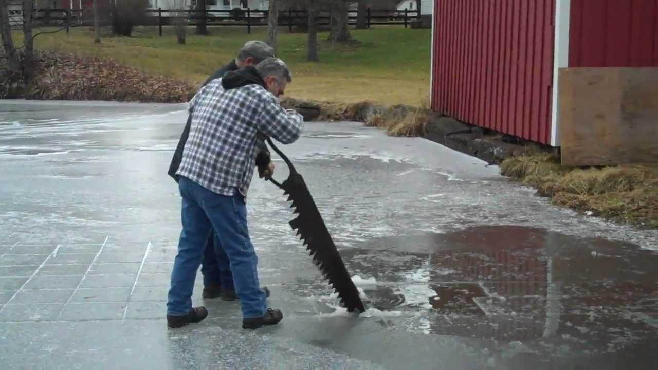 Ice Harvest - Sawing Ice - YouTube