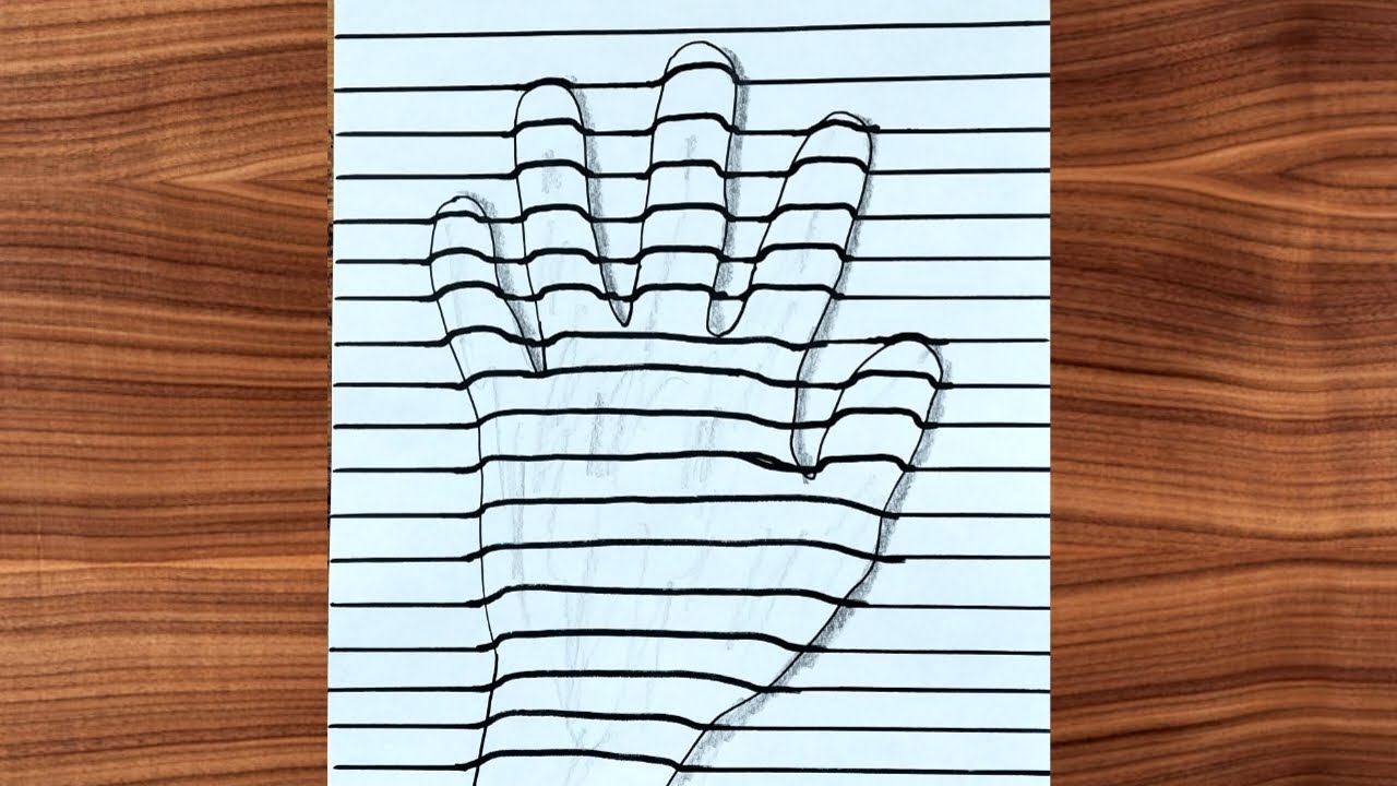 3d drawing, draw a 3d hand, 3d illusion, draw with a pencil, drawing ...