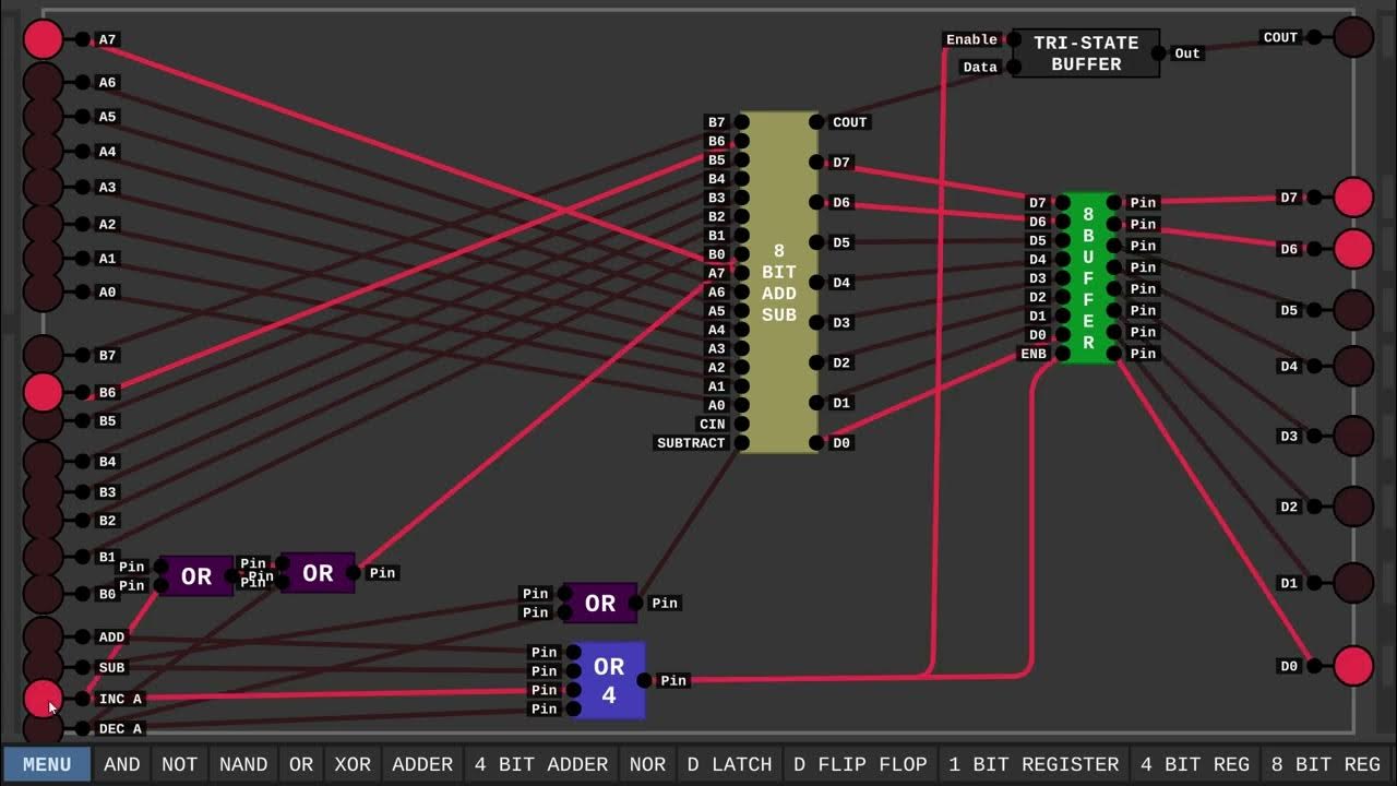 Digital Logic Sim. BUILDING A COMPUTER ( part 9 ) How to Make an Arithmetic Unit and Zero Flag ...