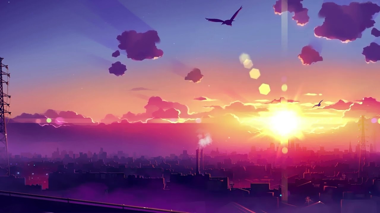SUNSET PURPLE CITY LIVE WALLPAPER - YouTube