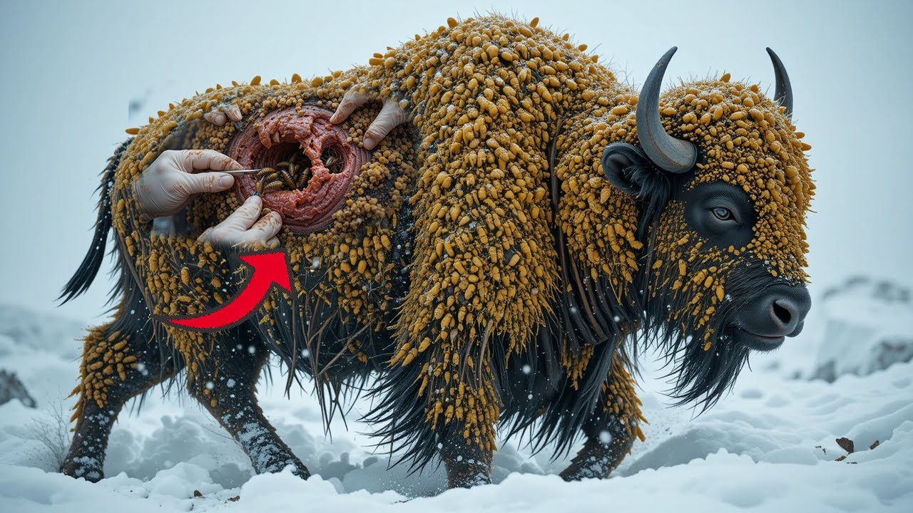 Buffalo covered in millions of worms and parasites saved by heroic ...