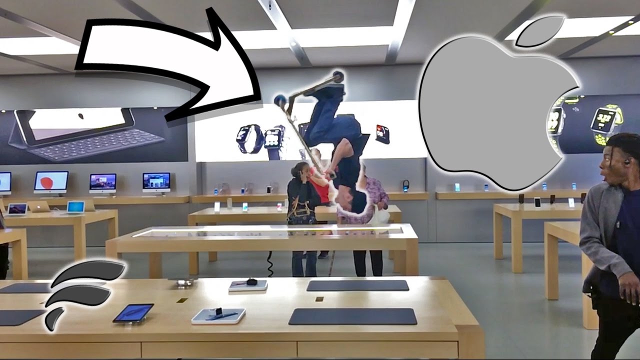BACKFLIP OFF APPLE STORE COUNTER (iFLIP) - YouTube