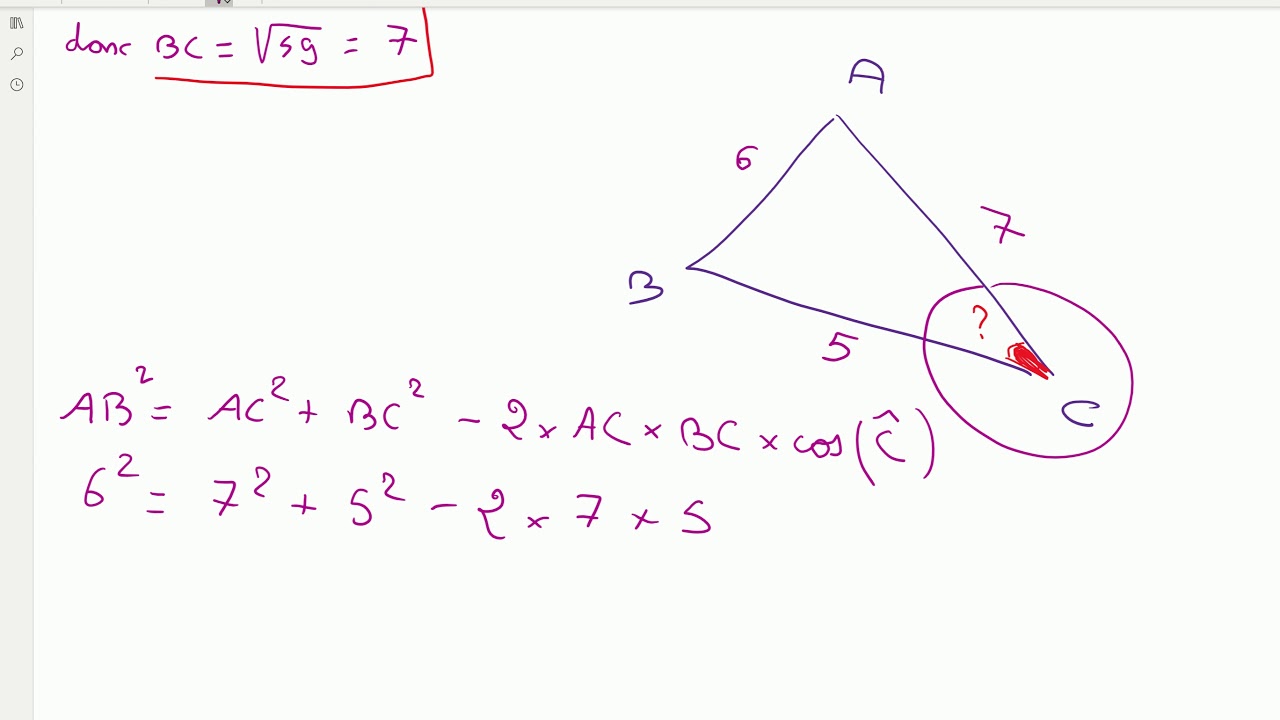 théorème d'Al Kashi deux exemples d'appllication - YouTube