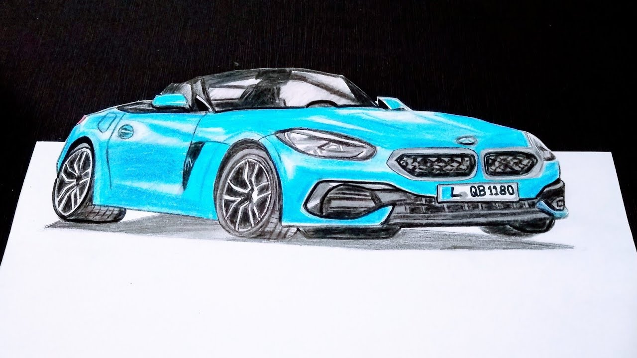 How to Draw 3 D Car Drawing | How to Draw 3D Car Drawing Time Lapse ...