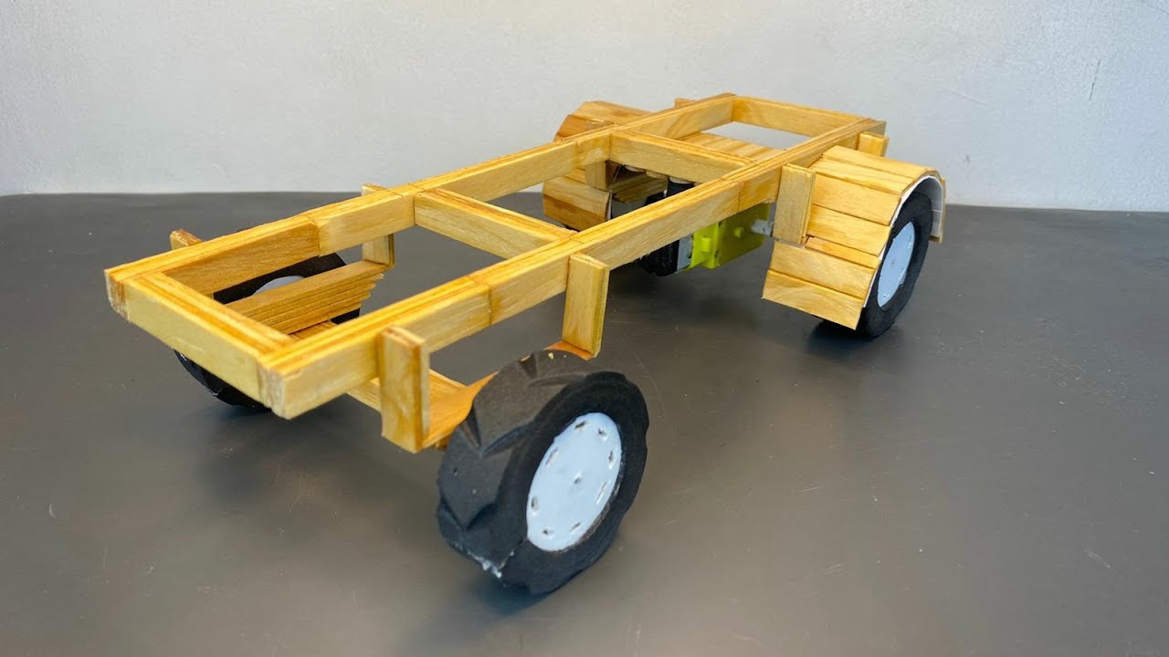 How To Make a Truck Chassis, From Ice Cream Sticks - YouTube