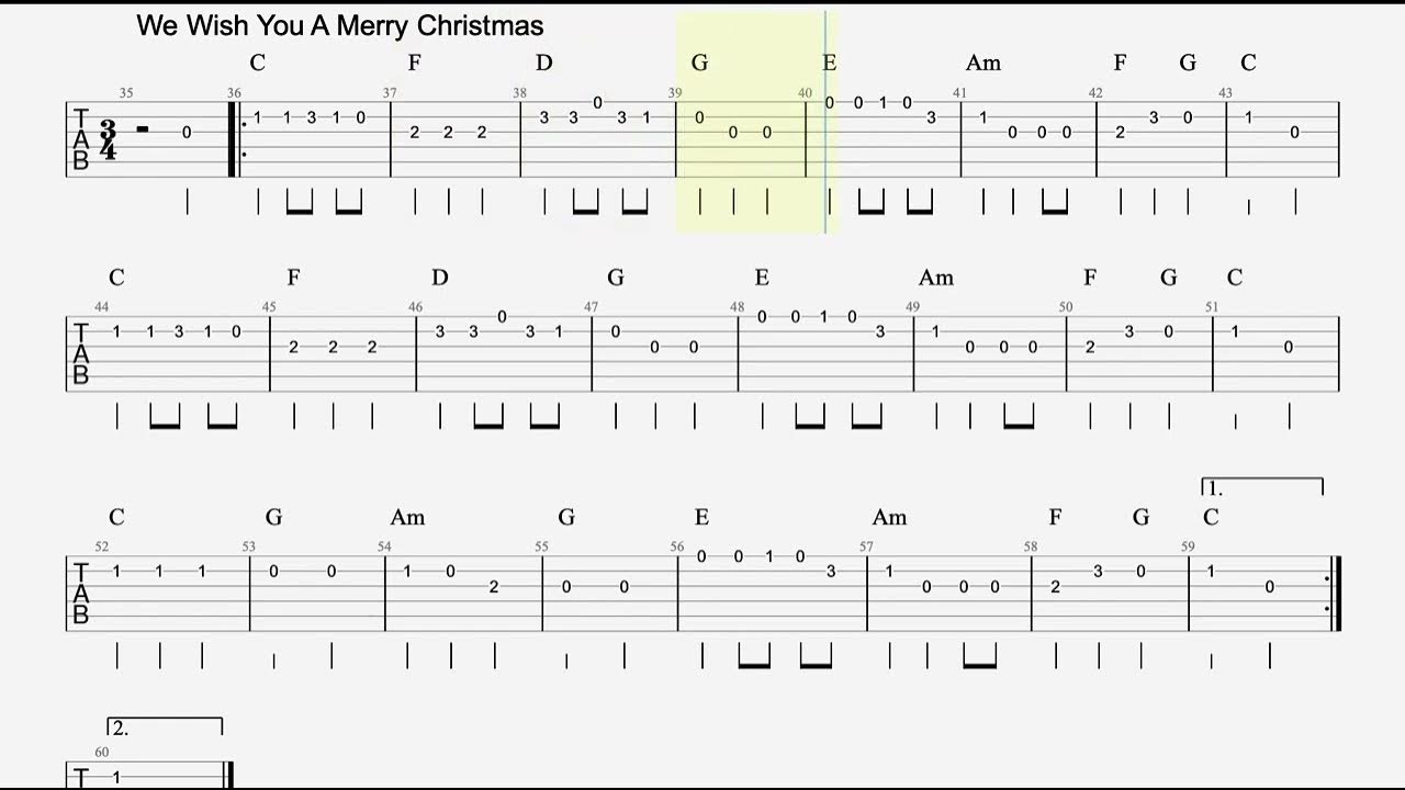 We Wish You A Merry Christmas - Easy Guitar Tab - Playthrough (With ...