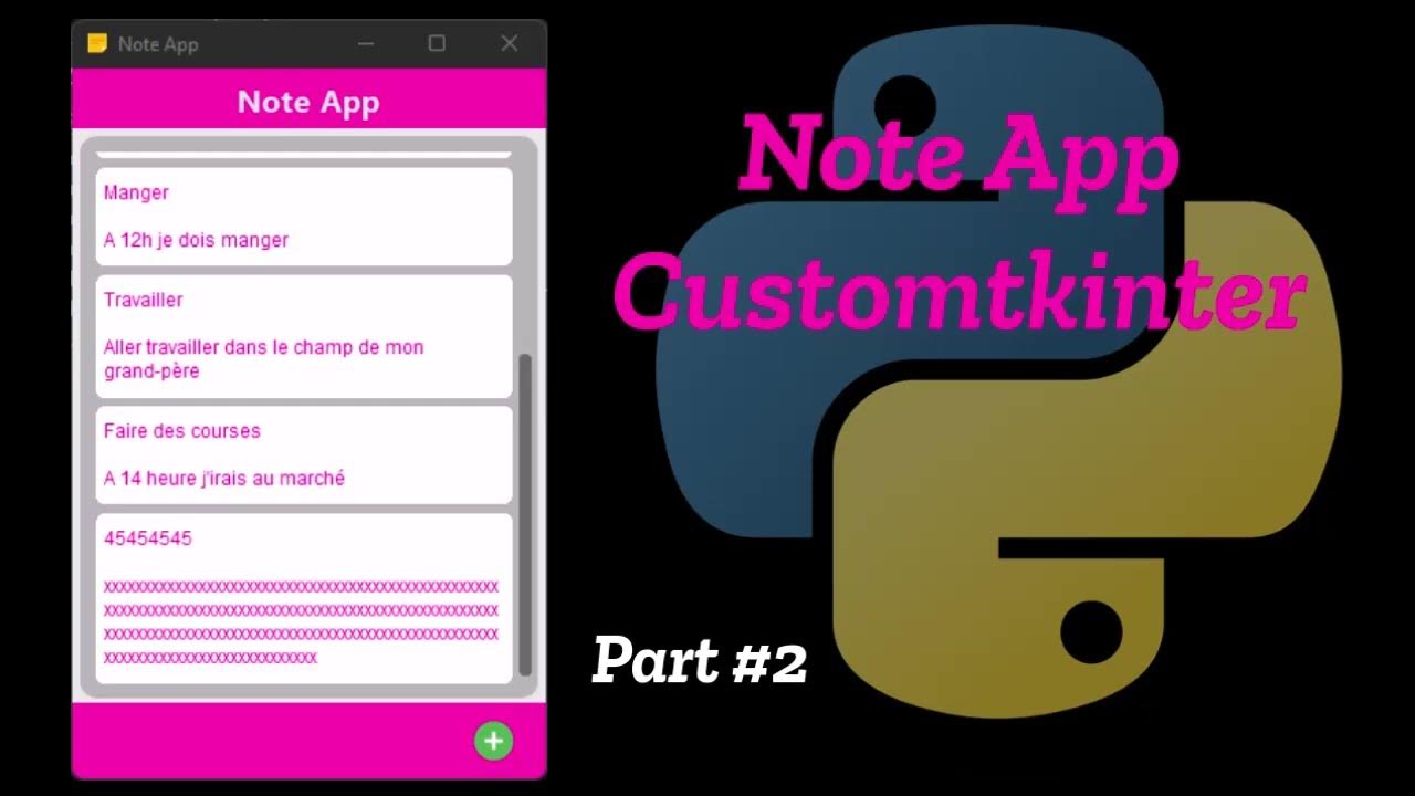 Create Note App Using Customtkinter Part2 Pythoncode Python Programming Youtube