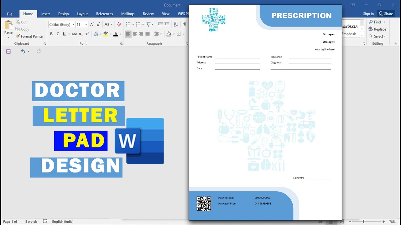 Doctor Letter Pad Design in Ms Word - YouTube