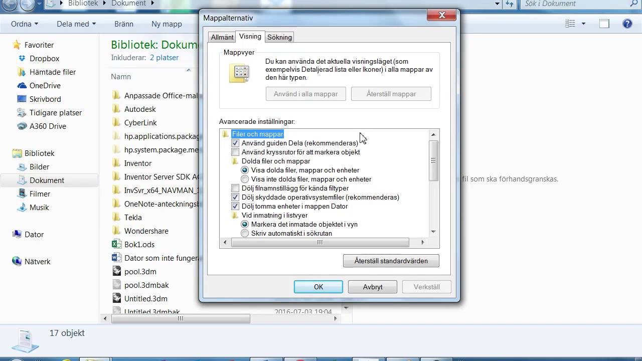 Mappalternativ, visa dolda mappar - YouTube
