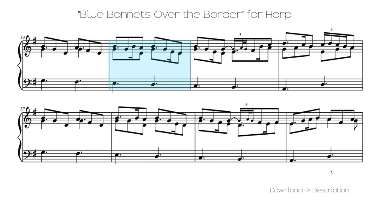 🎶 "Blue Bonnets Over The Border" For Harp 🎸🎸 - YouTube