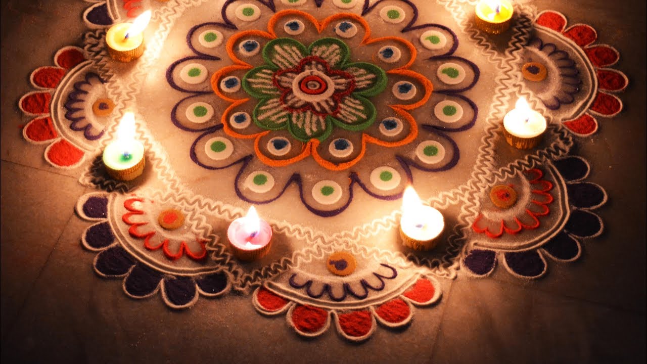 Rangoli for diwali / Super Easy unique rangoli using simple tools ...