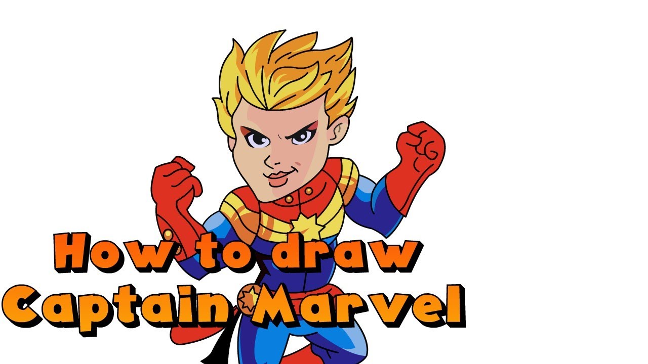 How to draw Captain Marver | Avengers | Easy drawing for kids | Start ...