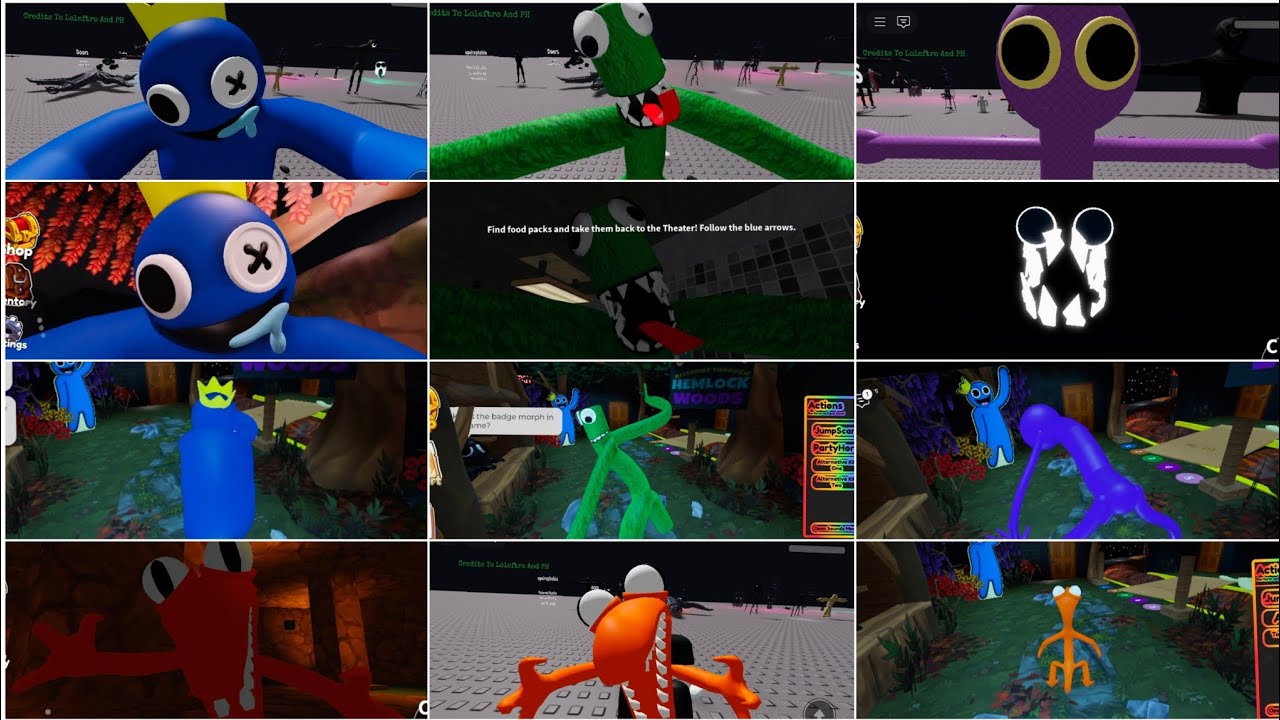 Rainbow friends chapter 1 jumpscare vs roleplay with Top 4 monster ...