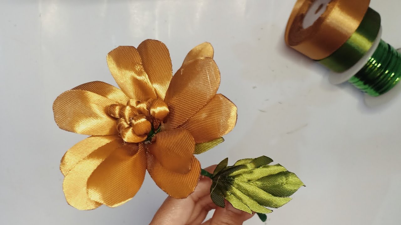 How To Make Satin Ribbon Flower Easy|| bunga dari pita satin - YouTube