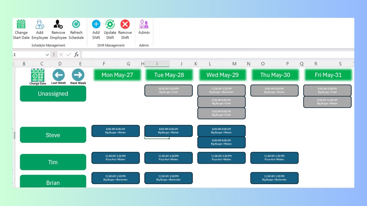 prepare work shift roster schedule in excel - YouTube