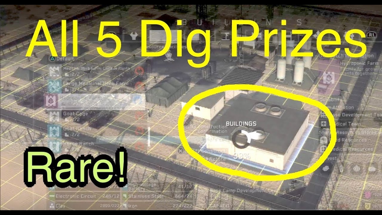 Metal Gear Survive: All 5 Dig Prizes (Base Camp Dig: Plan 5 - Last 4th ...
