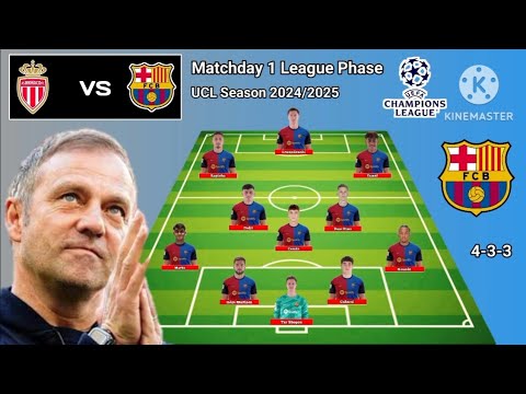 AS Monaco vs Barcelona Line Up 4-3-3 Formations With Casado Matchday 1 ...