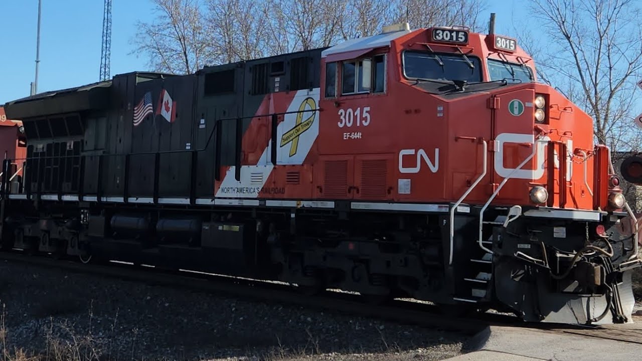 CN 3015 Veterans Unit Plus BNSF leader on #canadiannational - YouTube