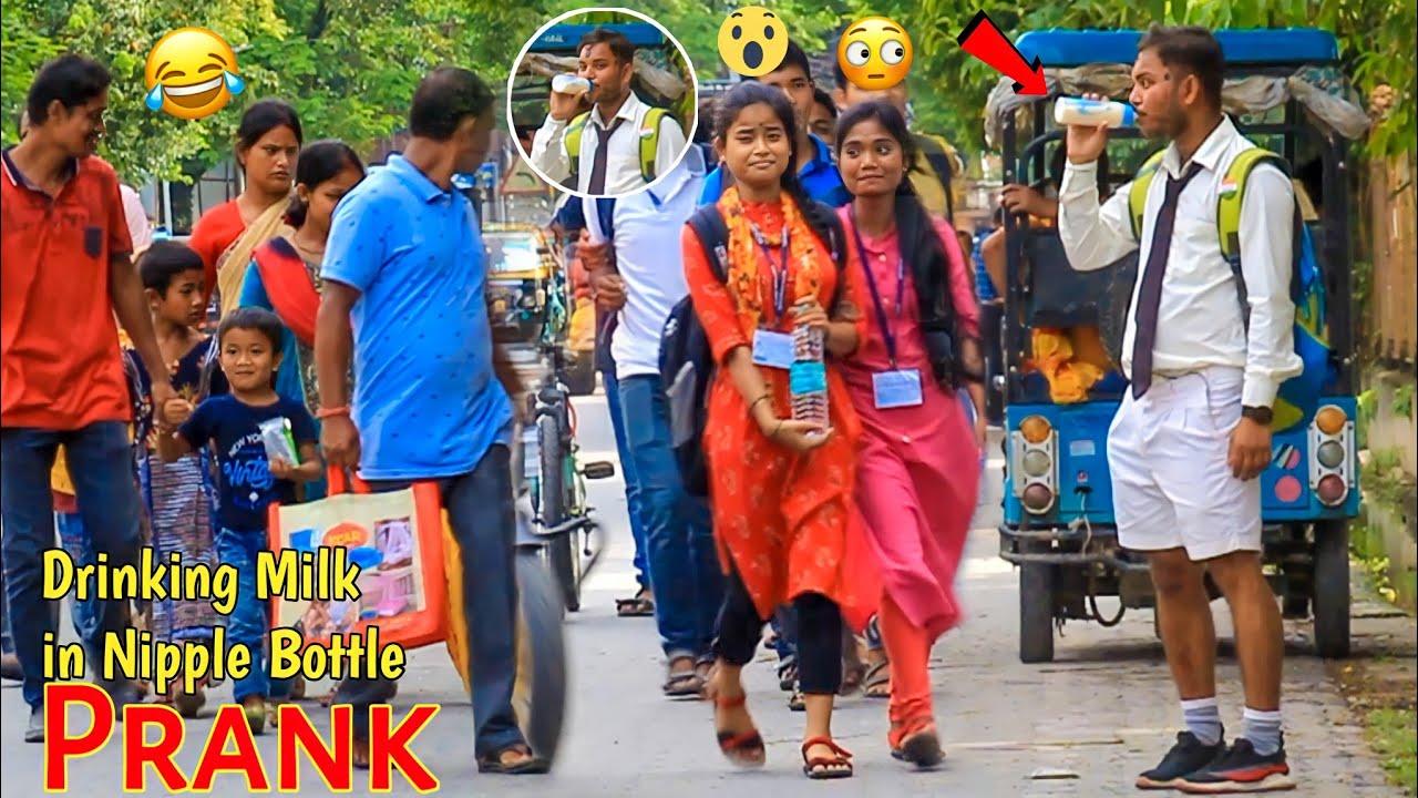 🍼 Drinking Milk in Nipple Bottle Prank 😂 | Prank In Public | Nipple ...