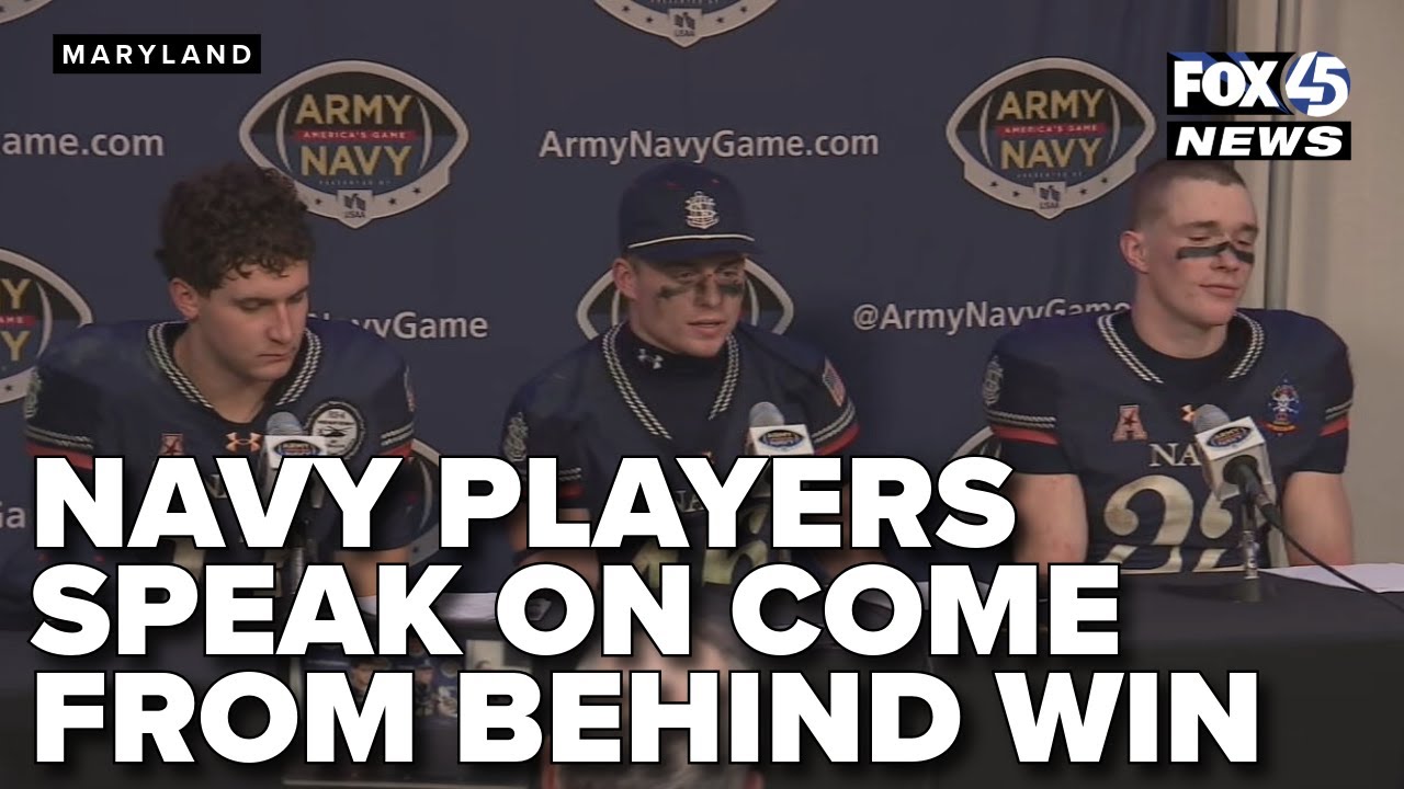Navy players speak on come from behind win over Army - YouTube