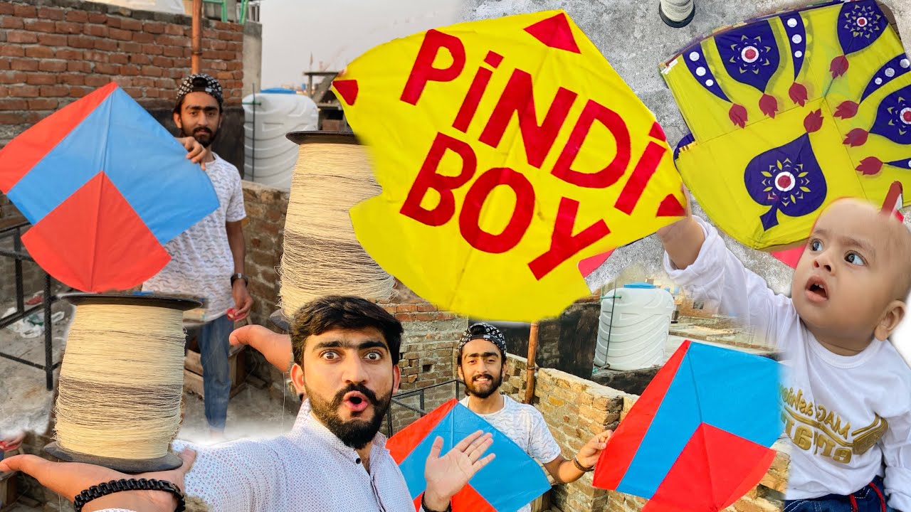 Pindi boy kites cutting fighting with 1 big Charkhi of 0.20 Hand made ...