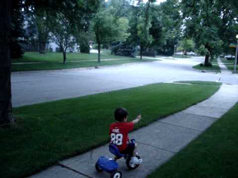 Riley Gruber Rides his Tricycle for the first time - YouTube