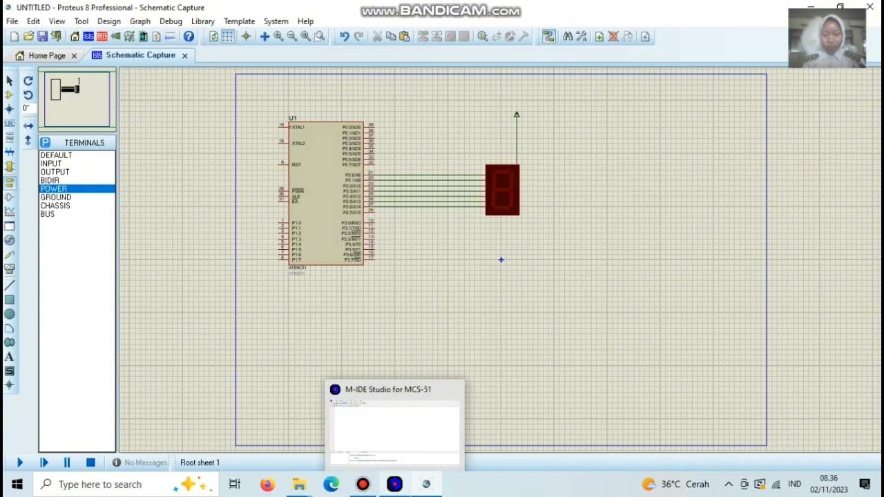 tutorial menggunakan proteus, mide dan 7 segment - YouTube