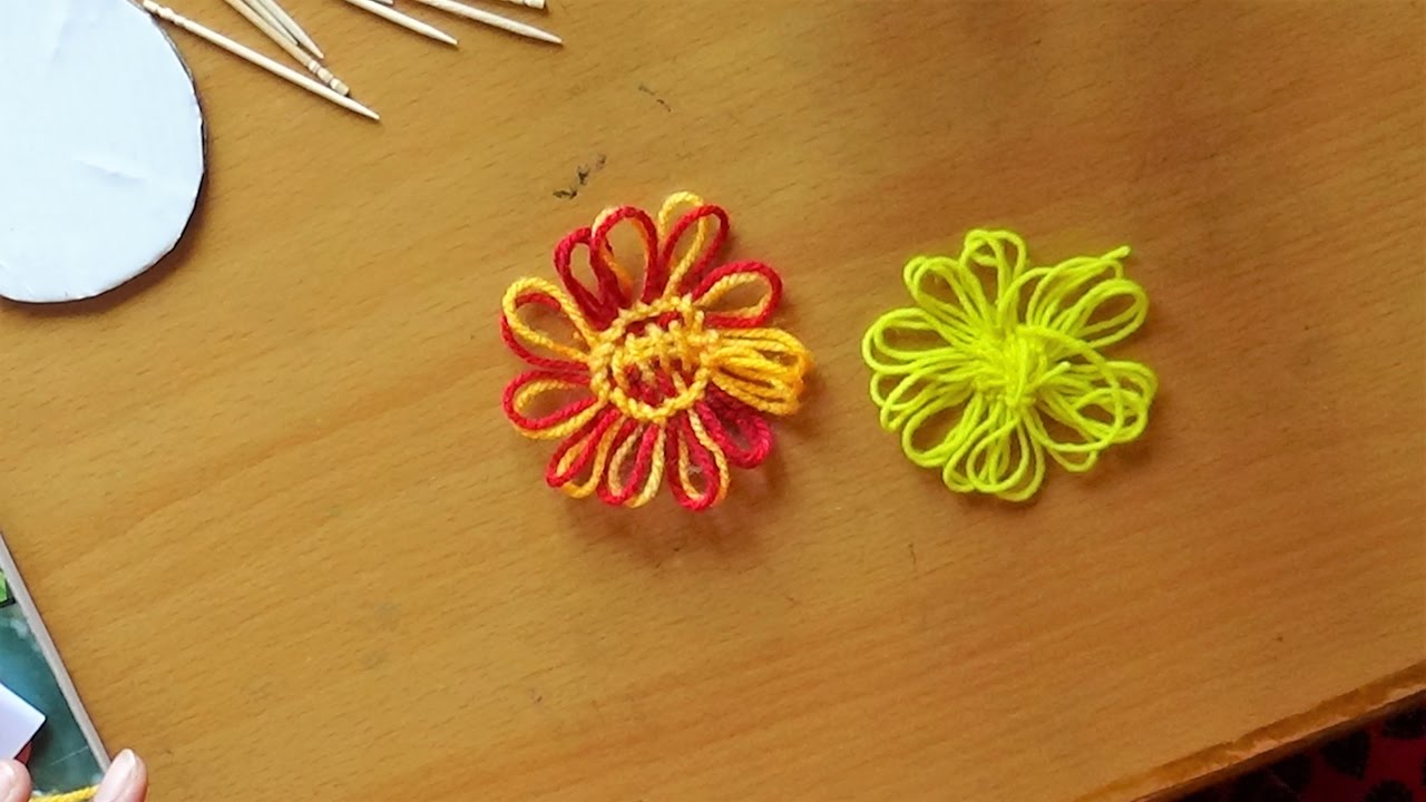 Woolen Art & Crafts - Beautiful woolen flower craft - YouTube