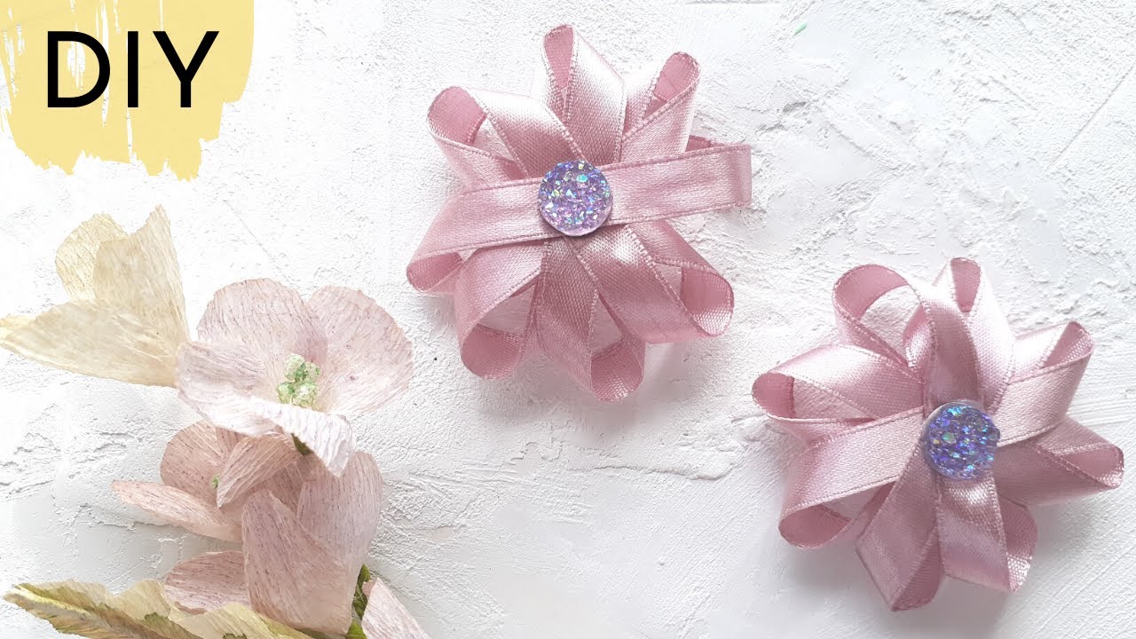 Simple and Easy Ribbon Flower Tutorial in 5 Minutes or Less - YouTube