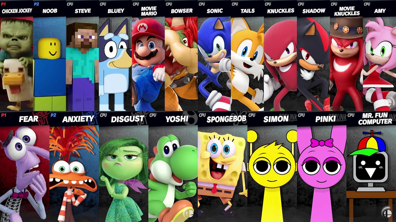 Sonic vs Mario vs Bowser vs Yoshi vs Steve vs Minecraft vs Roblox ...
