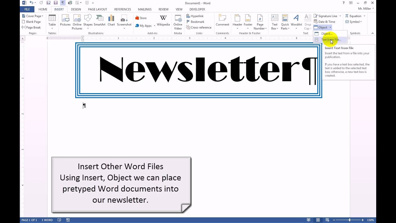 Insert Newsletter Articles - YouTube