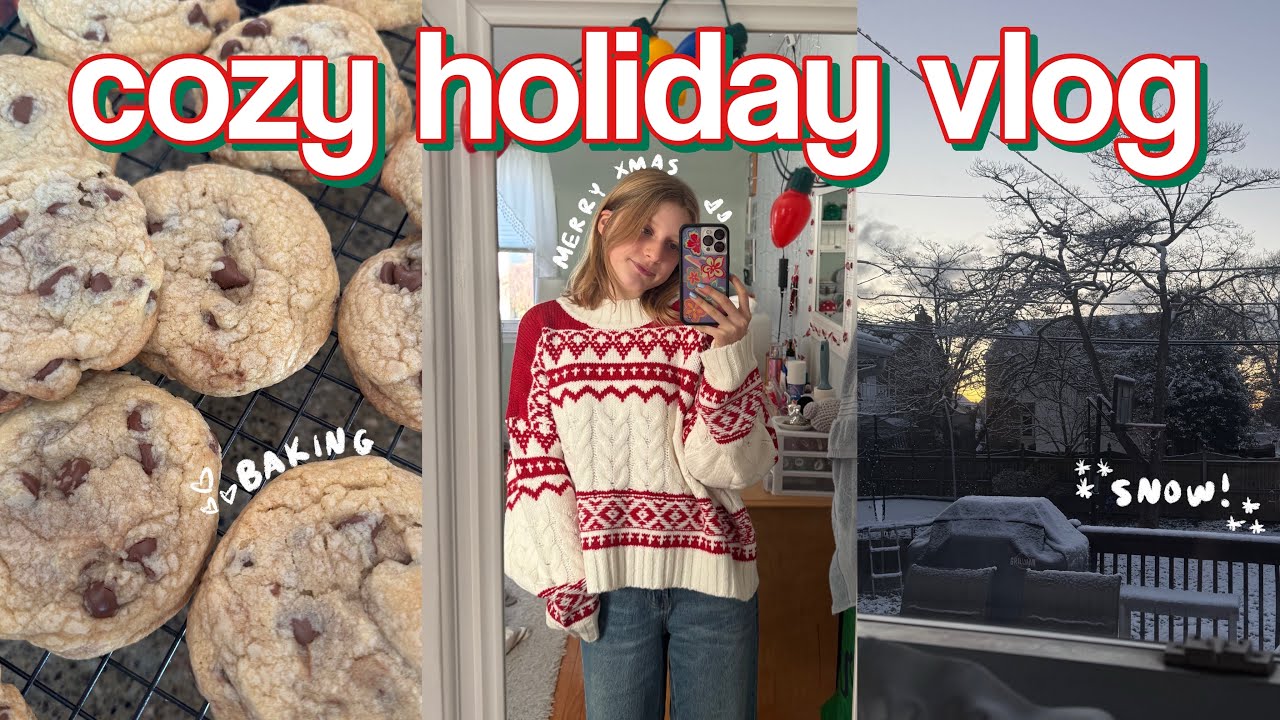 cozy holiday vlog: first snow day, winter solstice, baking cookies ...