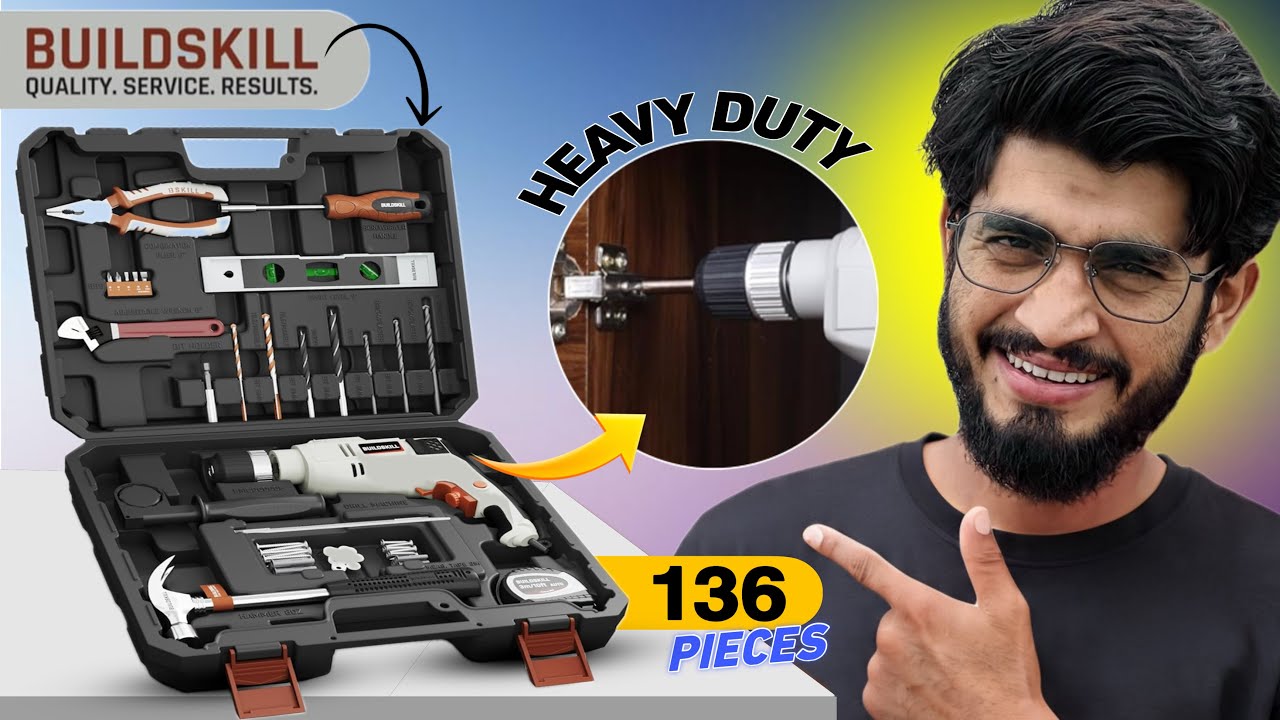 Buildskill professional Impact Drill Tool Kit 136 Accessories unboxing ...